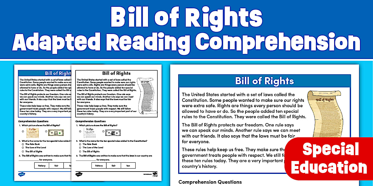 Bill of Rights Adapted Reading Comprehension for Special Education