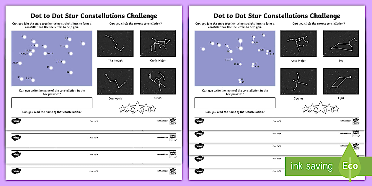 Constellation Dot to Do Worksheets - Primary Resource