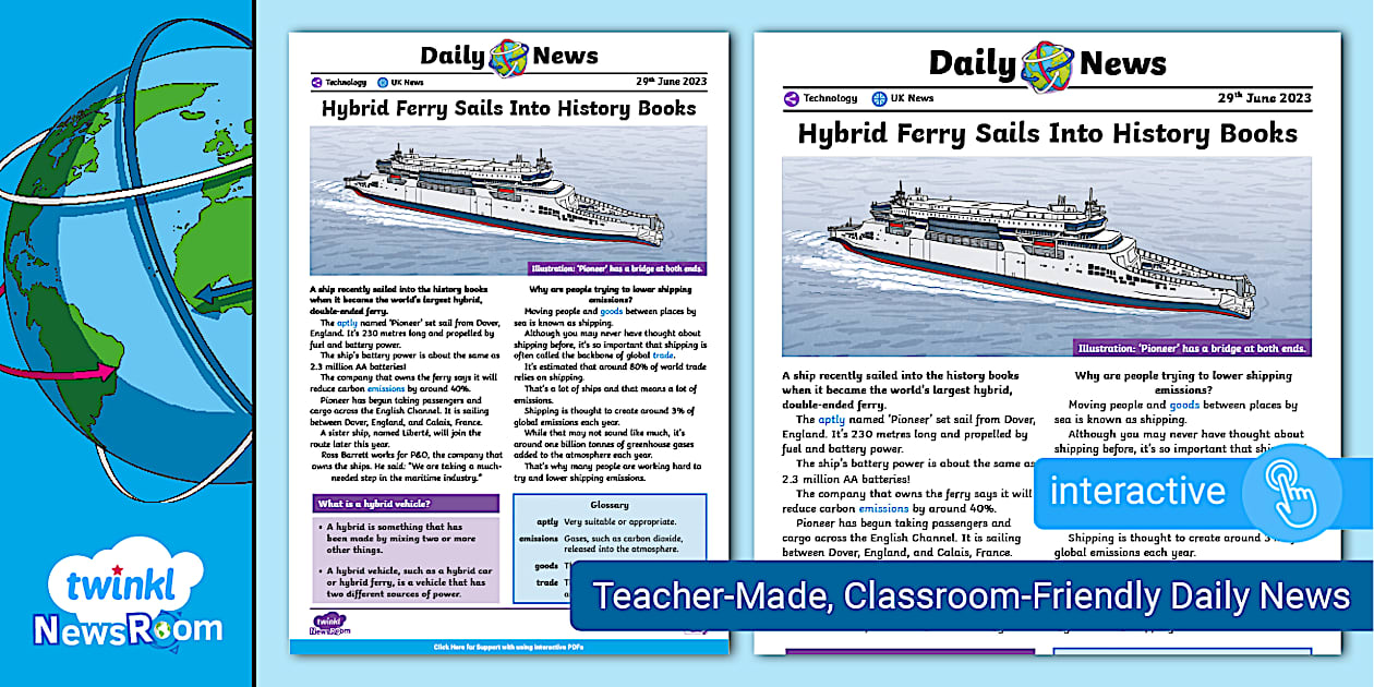 Hybrid Ferry Sails Into History Books | Twinkl NewsRoom