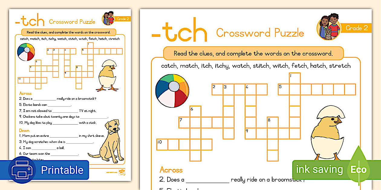Grade 2 Phonics Crossword Puzzle -tch