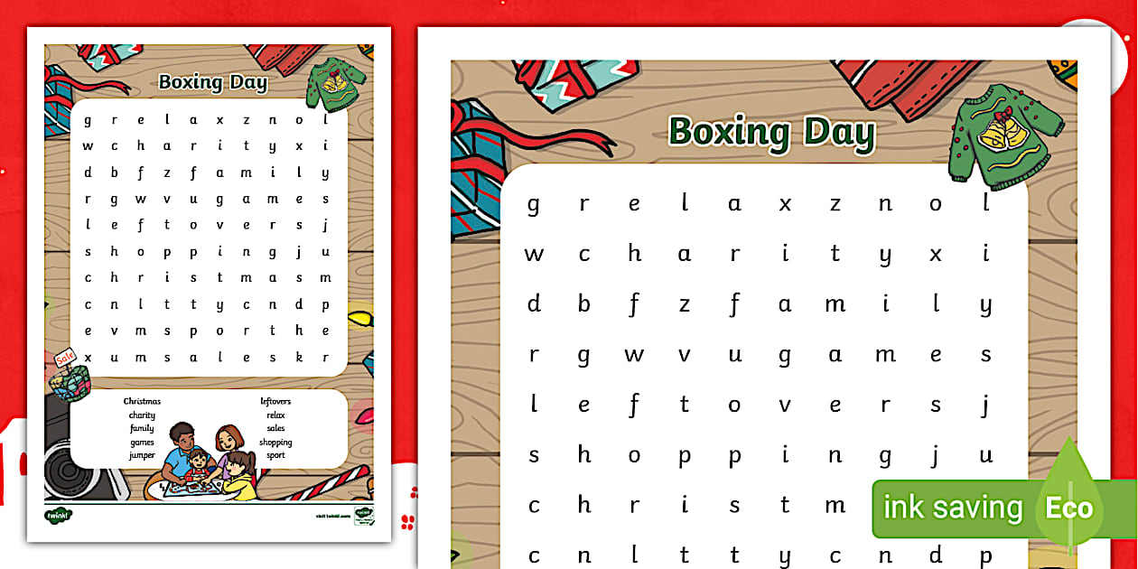 KS1 Boxing Day Word Search - Twinkl - Primary Resources