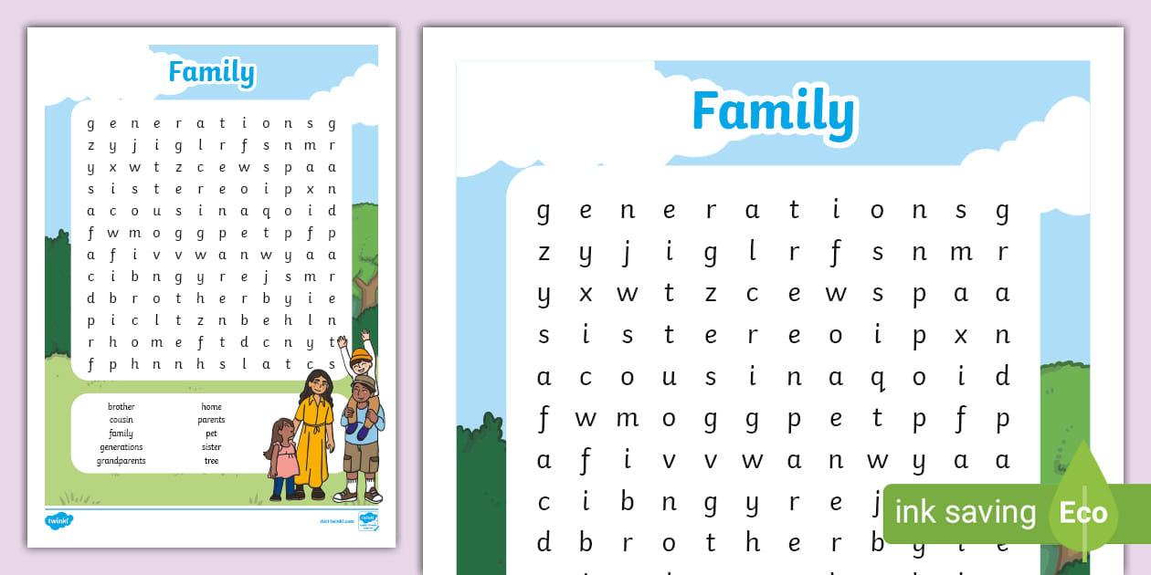 Family Word Search (teacher made) - Twinkl