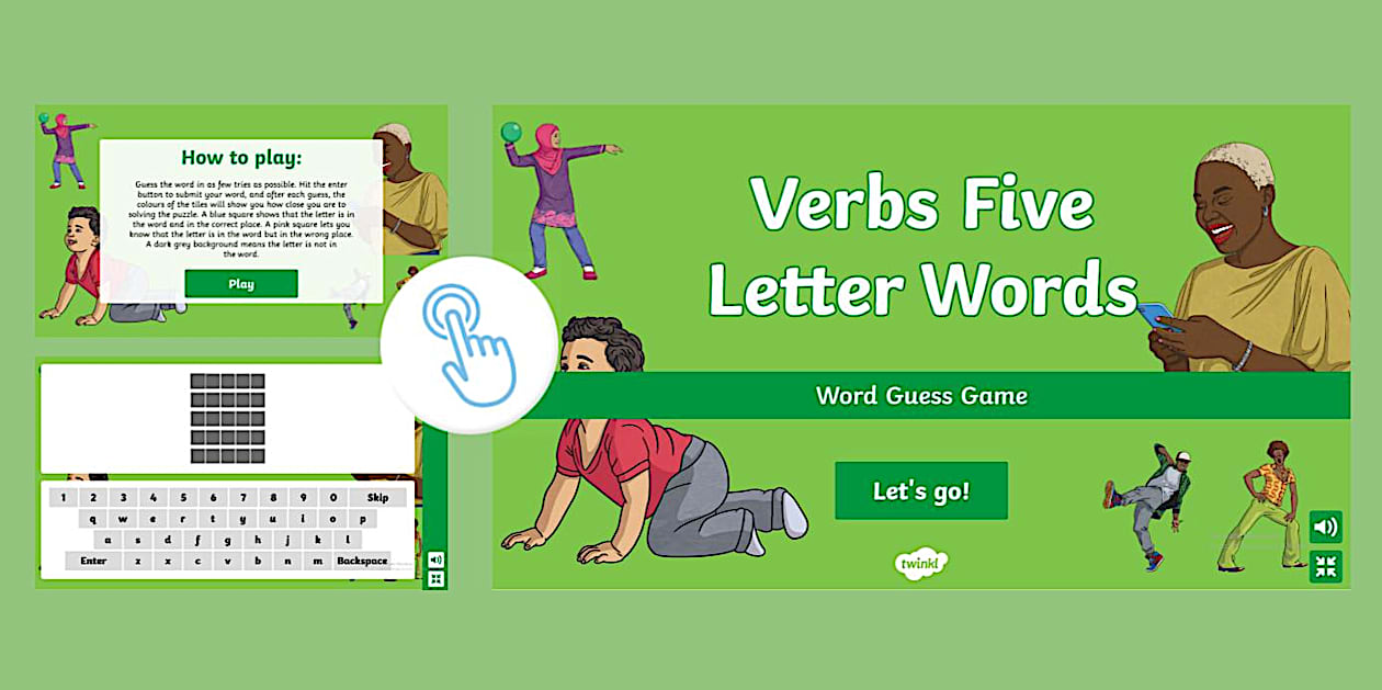 ‘Verbs’ Word Guess - Five Letter Words - Twinkl