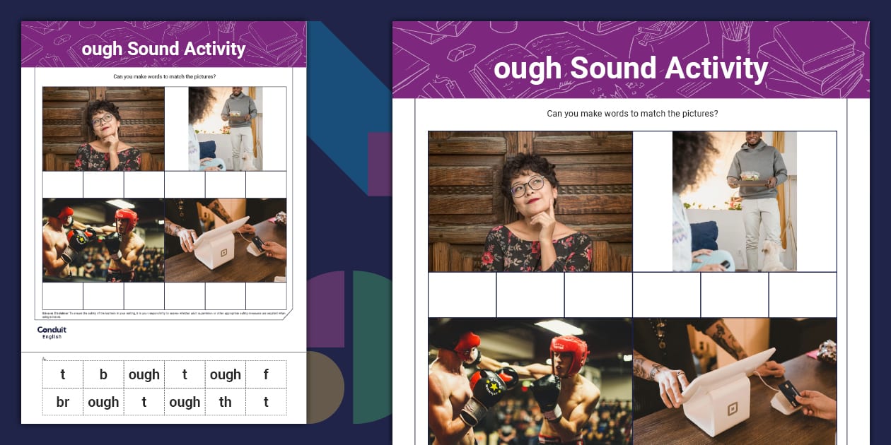 Reinforcing Sounds: 'ough' Cut and Stick Activity - Twinkl