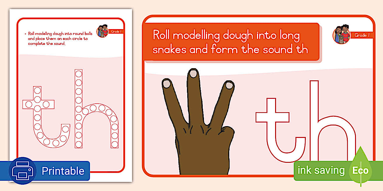Grade 1 Phonics: -th Modelling Dough Playmats - Twinkl