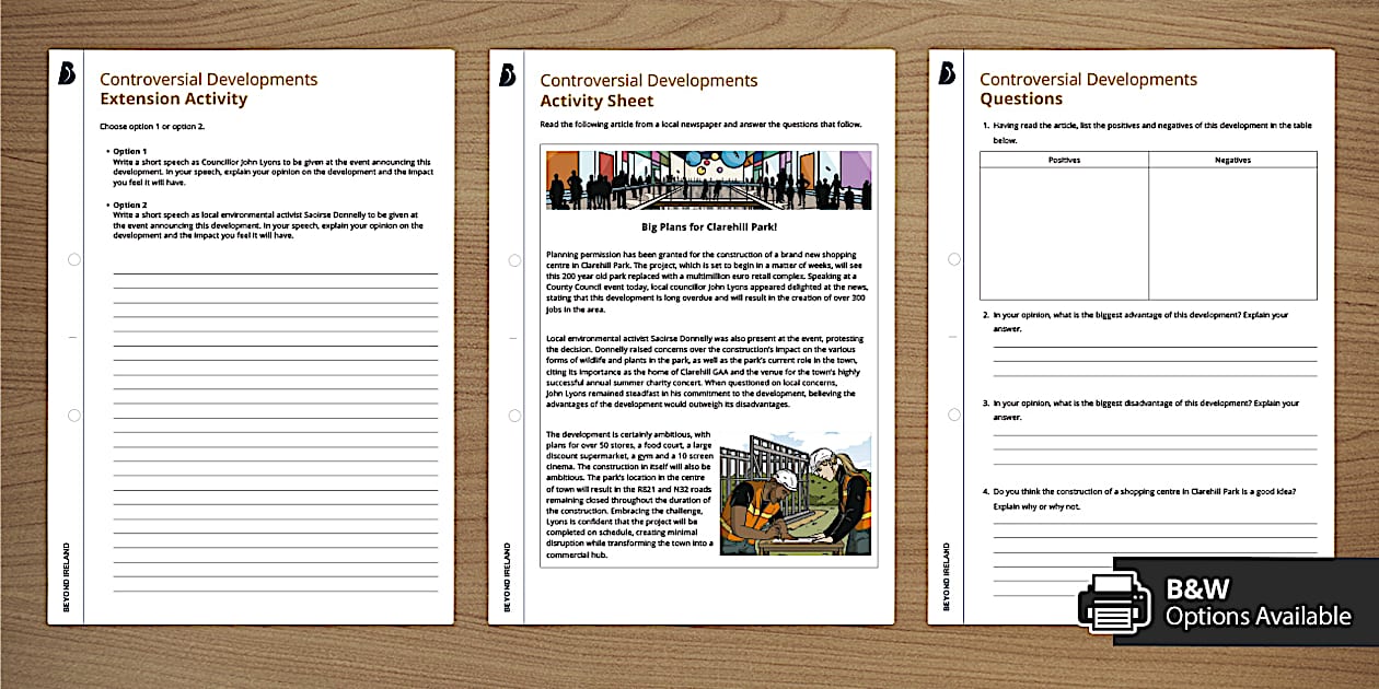 Controversial Developments Activity (teacher made) - Twinkl