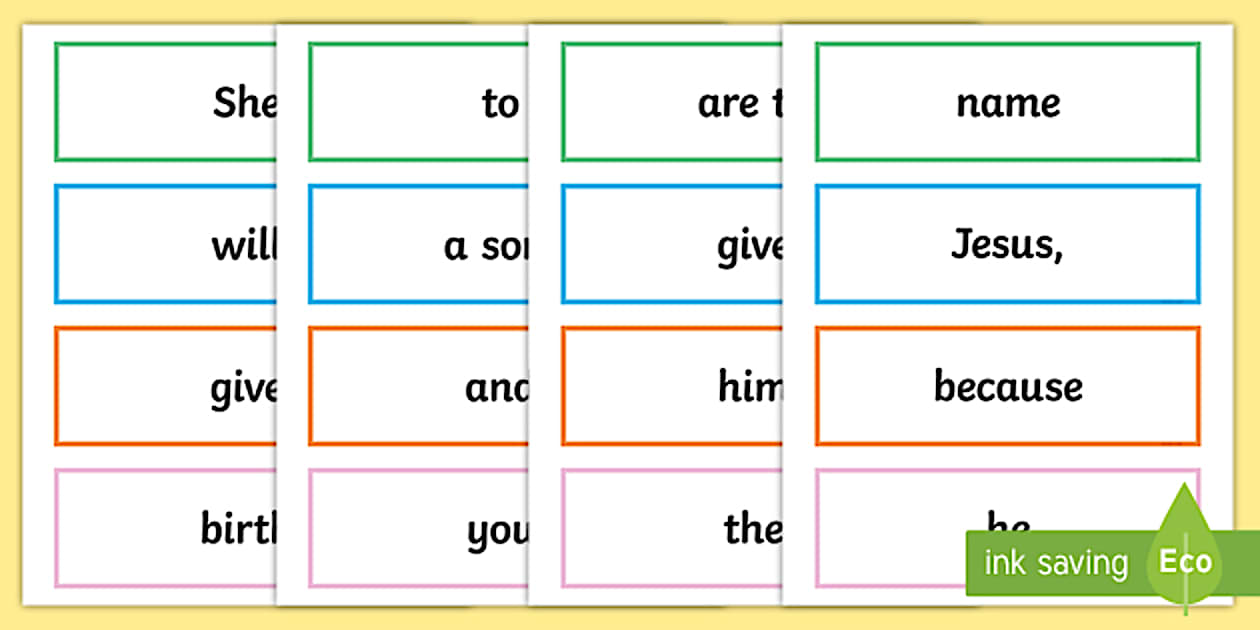 Matthew 1:21 Word Cards (Hecho por educadores) - Twinkl