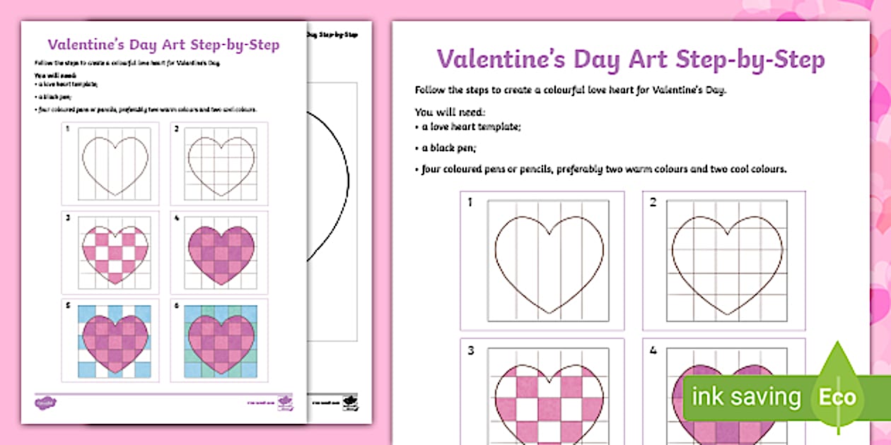 Valentine's Day Step-by-Step Art Activity (Teacher-Made)