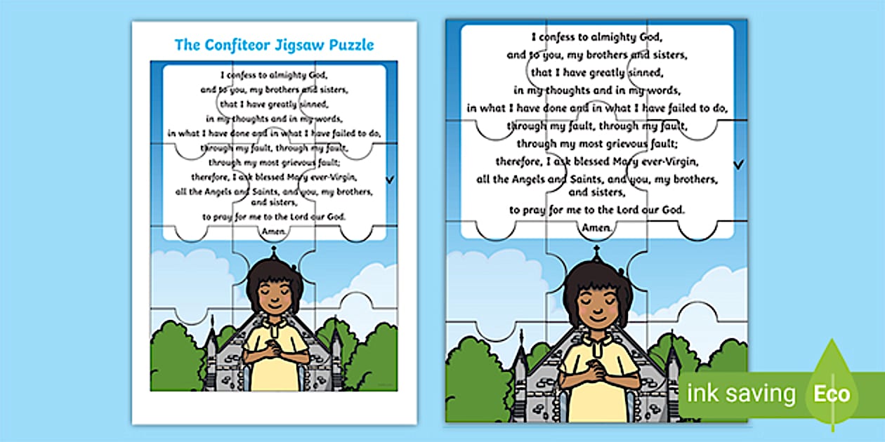 Editable Catholic The Confiteor Prayer Puzzle - Twinkl