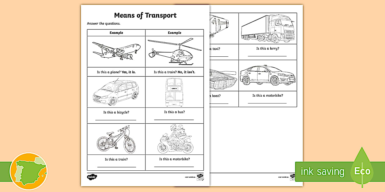 A1 Ficha de actividad: Preguntas - Medios de transporte en inglés