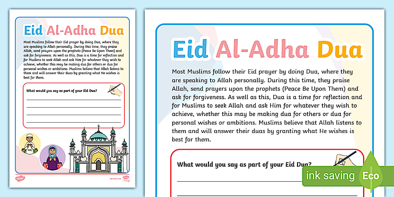 KS1 Eid Al-Adha Dua Template (teacher made) - Twinkl
