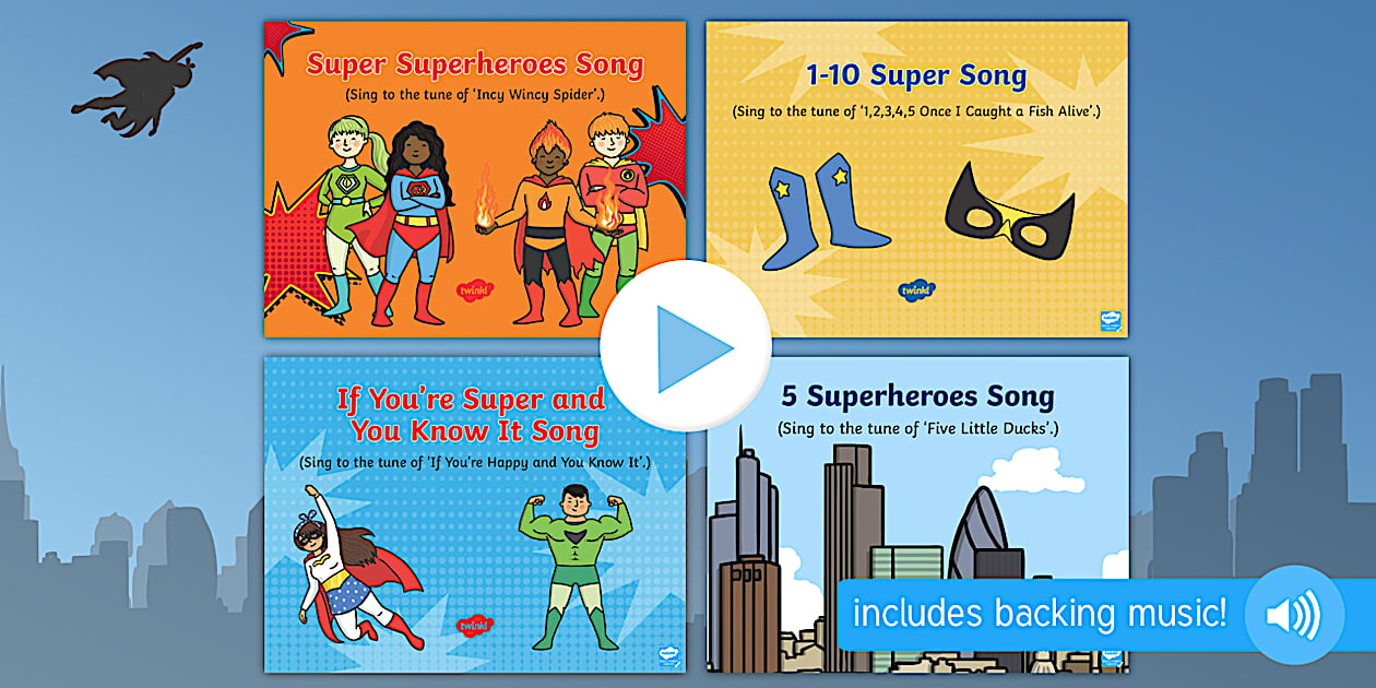 Superheroes Music and Rhymes PowerPoints Pack - Twinkl