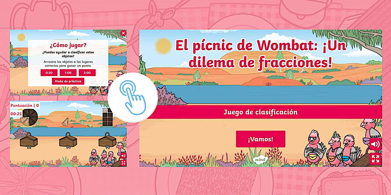 Juego: Clasificar fracciones - El pícnic de Wombat - Twinkl
