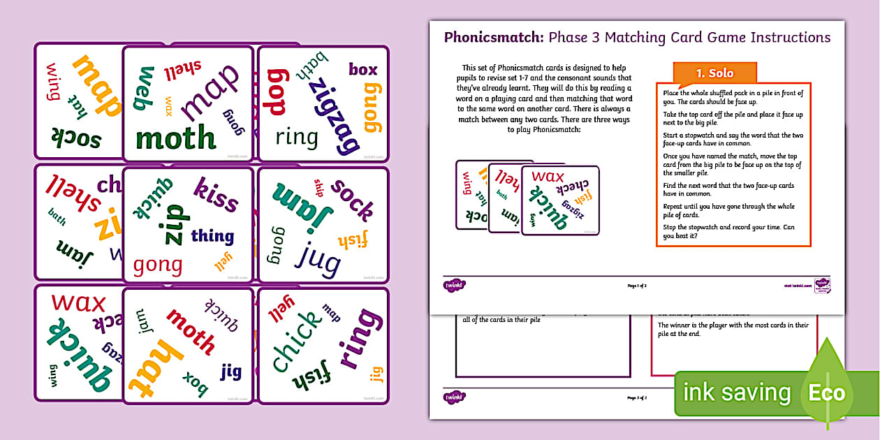 Phonics: Set 1-7 Plus Four Consonant Digraphs Matching Cards