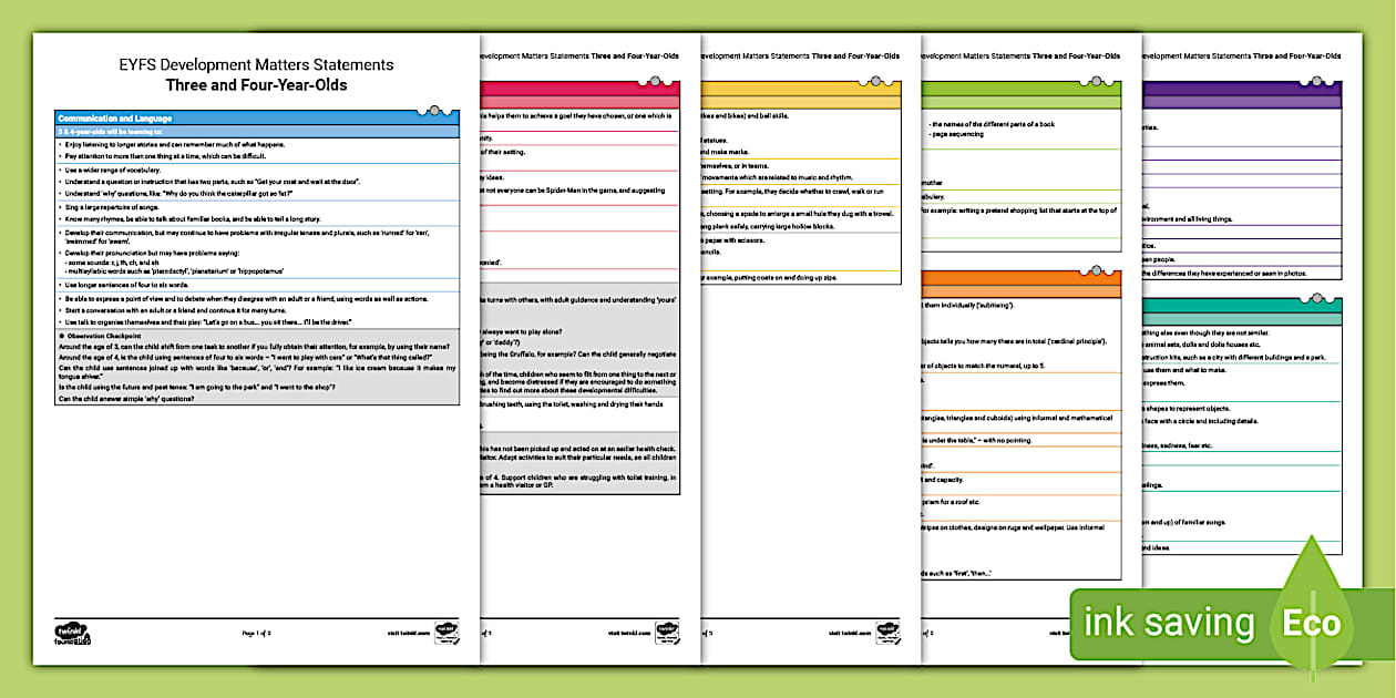 EYFS Development Matters: Age 3 - 4 (teacher made) - Twinkl