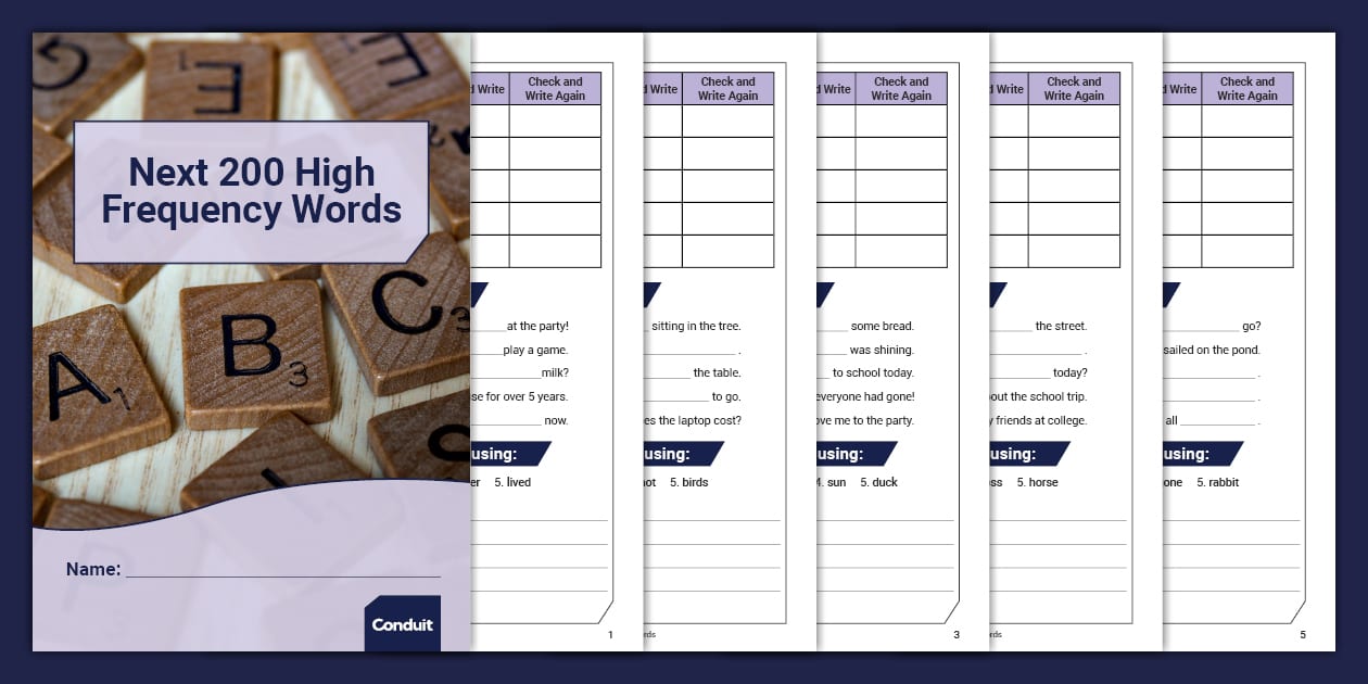 Reinforcing Spelling: Next 200 High Frequency Words Booklet