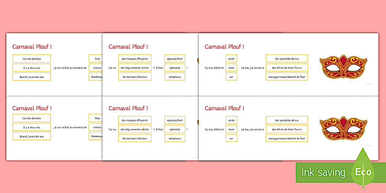 Carnival Plouf Speaking Worksheet / Worksheet