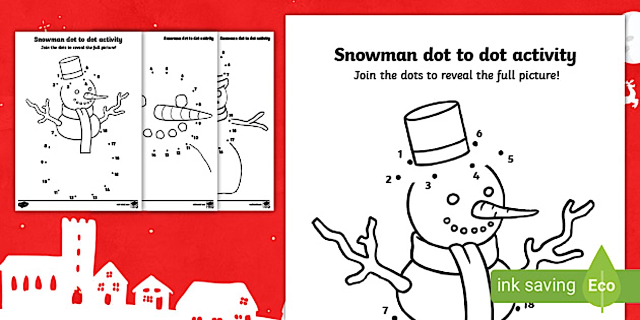 Snowman Dot to Dot Activity Sheets - Templates - Twinkl