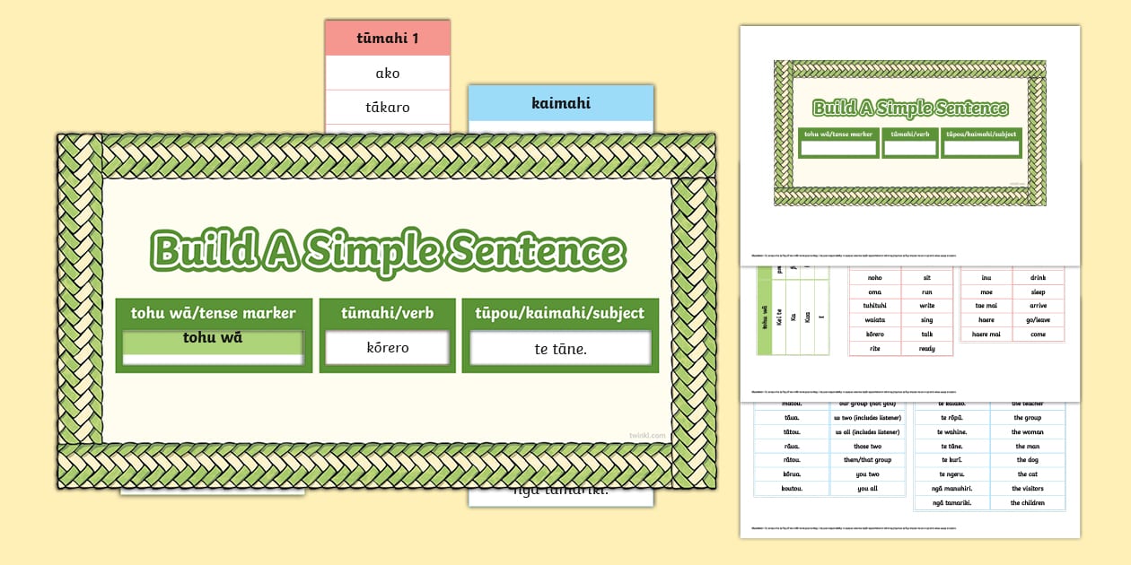 Learn Te Reo Māori: Build a Simple Sentence Activity