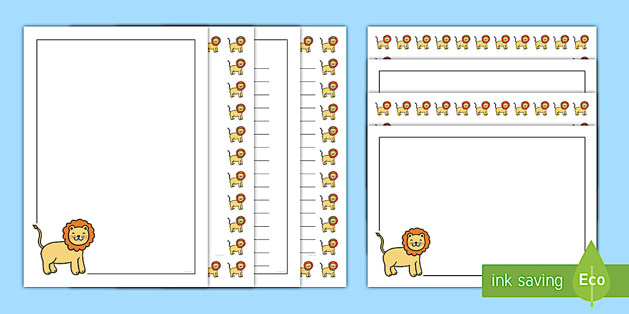 Lion Landscape Page Borders- Landscape Page Borders - Twinkl