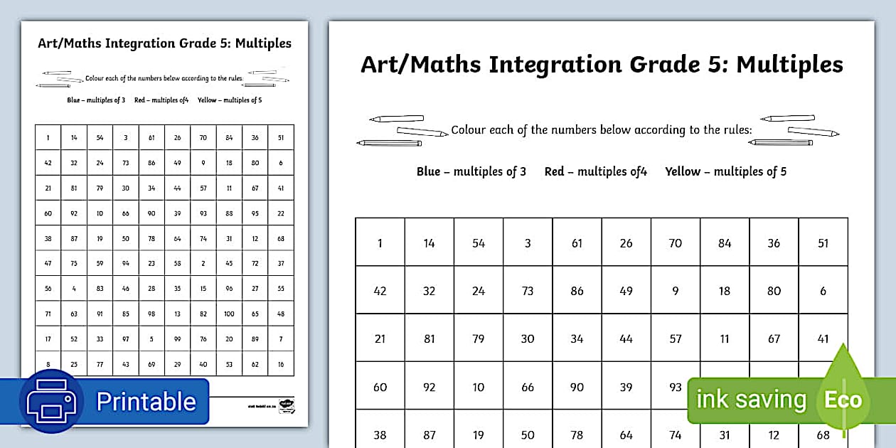 Art/Maths Integration Grade 5: Multiples Activity Sheet