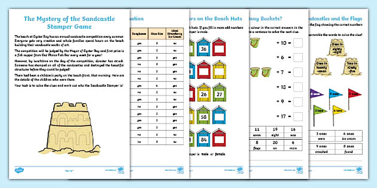 KS1 The Mystery of the Sandcastle Stamper Game - Twinkl