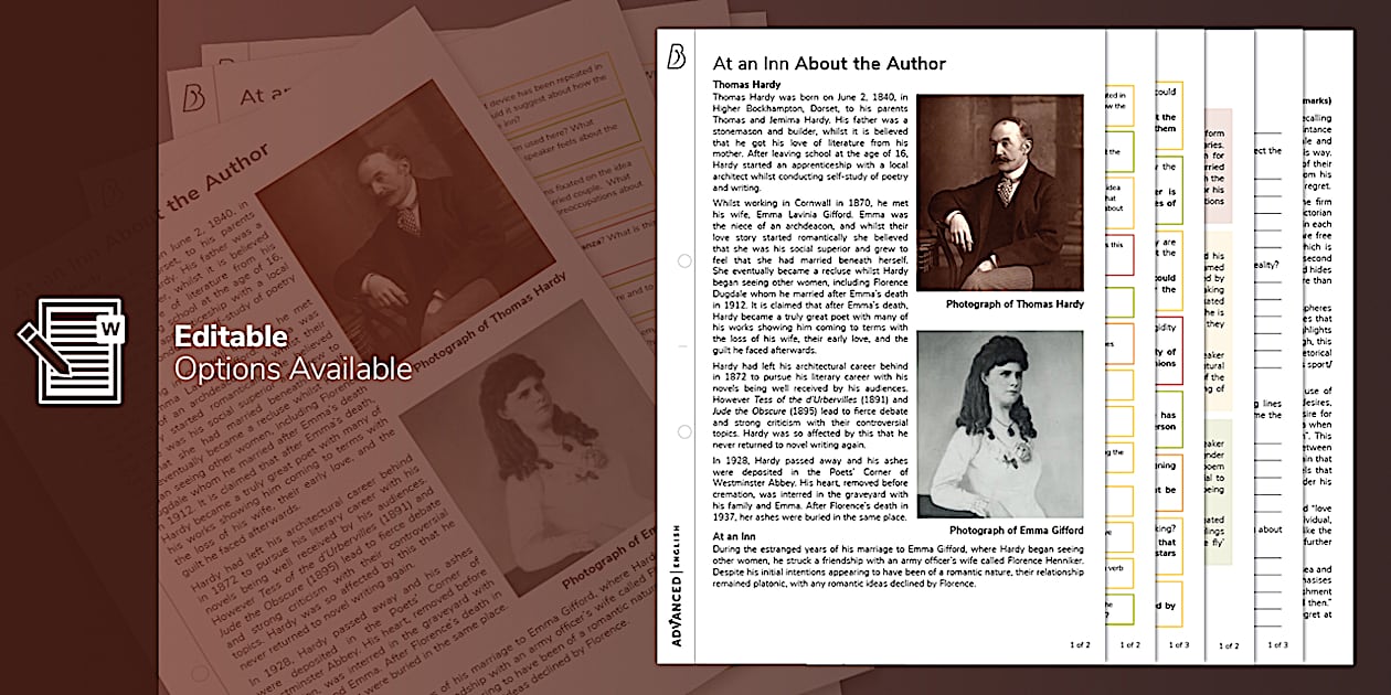 At an Inn Thomas Hardy Revision Worksheets | KS5 | Beyond