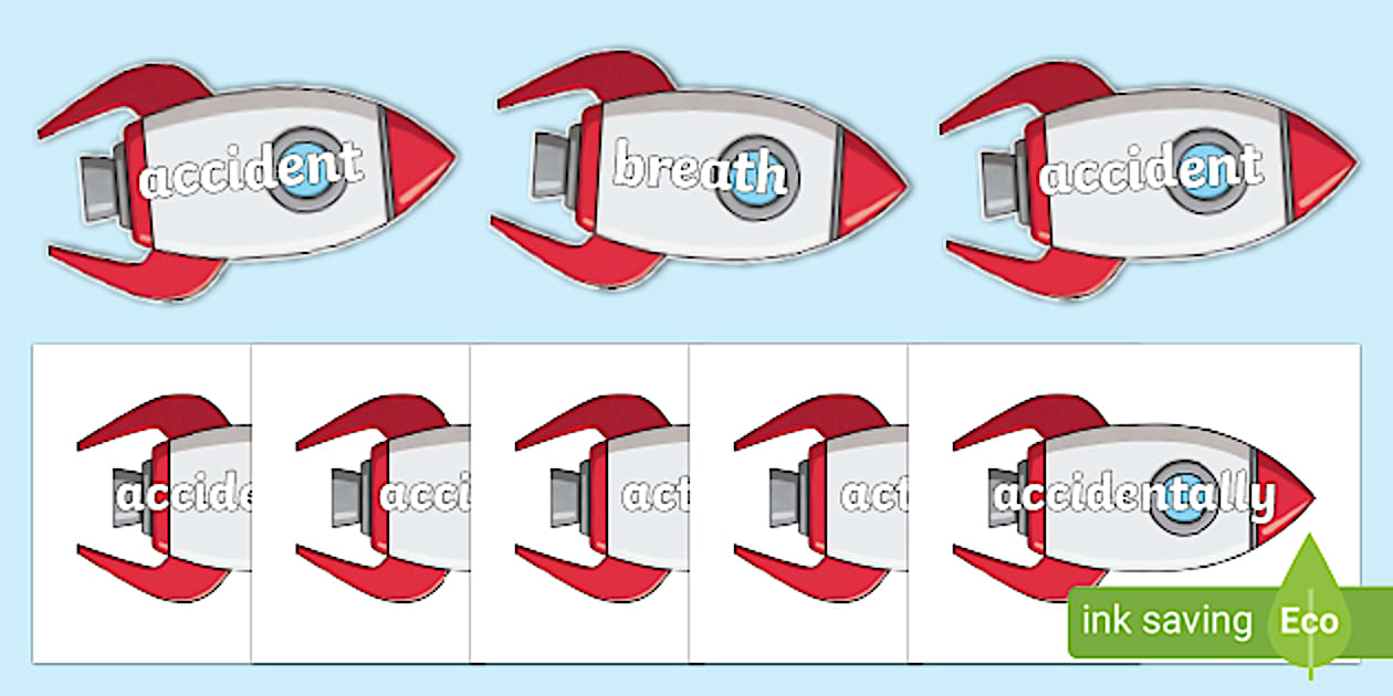 Year 3 and 4 Common Exception Words on Rockets - Twinkl