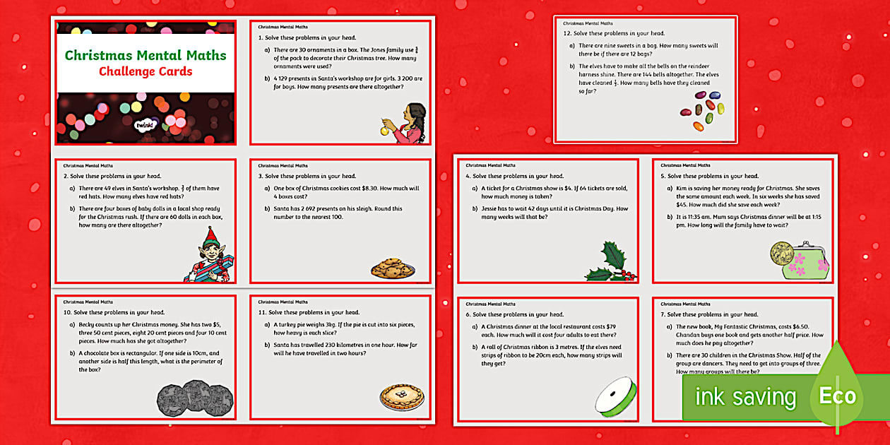 Australian Maths Challenge - 12 Days of Christmas - Free Resource