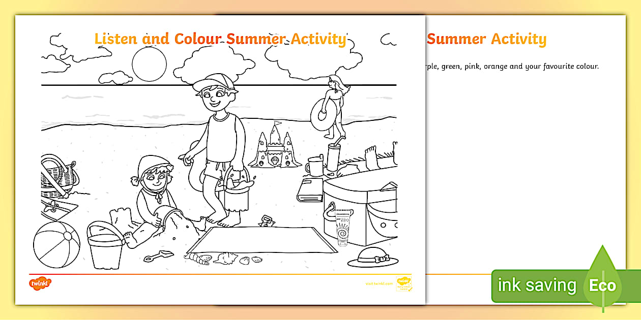 Listen and Colour Summer Activity (teacher made) - Twinkl