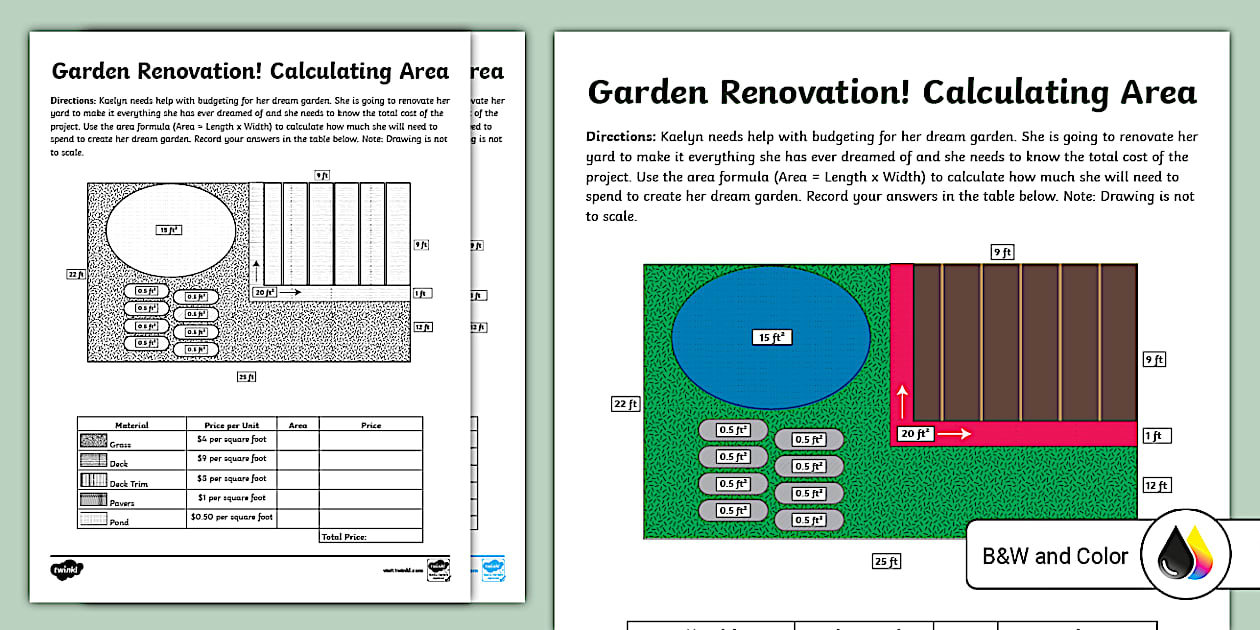 How to Calculate Garden Area Worksheet | 6th Grade Resource