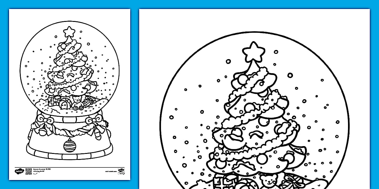 Snow Globe Christmas Colouring Page (teacher made) - Twinkl
