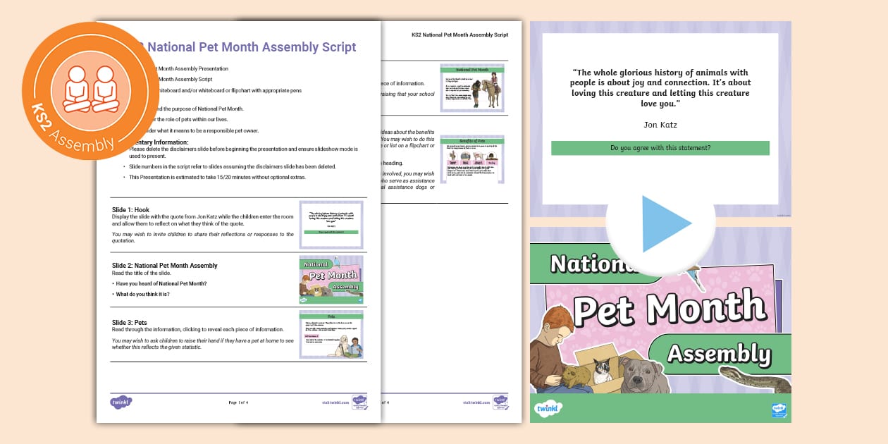 KS2 National Pet Month Assembly Pack (teacher made) - Twinkl