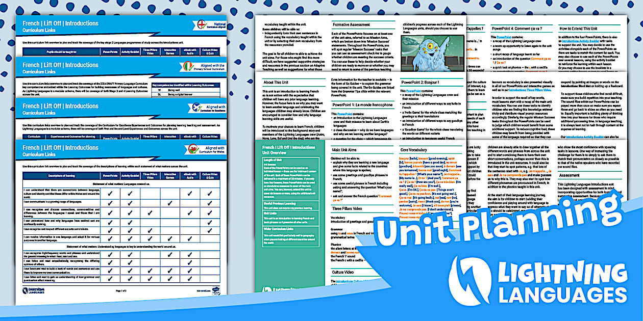 👉 Lift Off French Introductions Planning and Curriculum Links