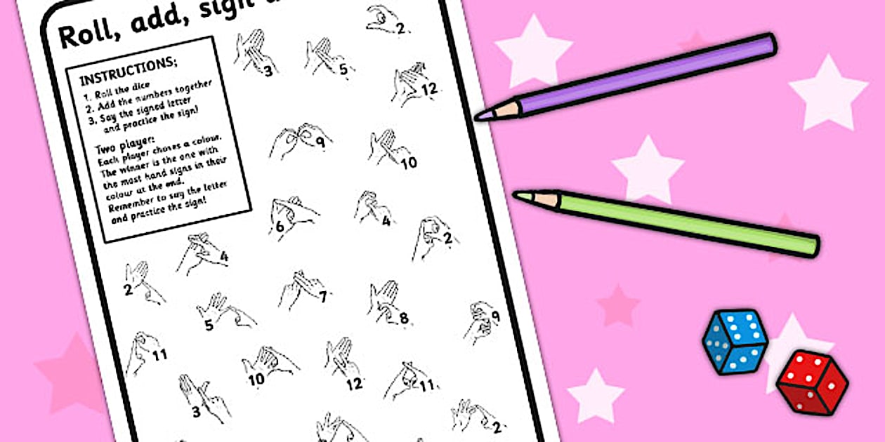 British Sign Language Alphabet Colour and Roll Worksheet - colour