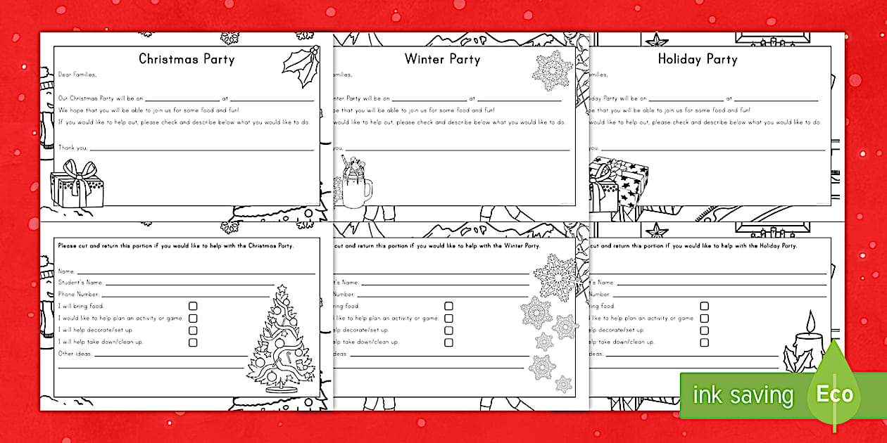 Editable Christmas Party Invitation Template Pack｜聖誕節派對邀請卡範本