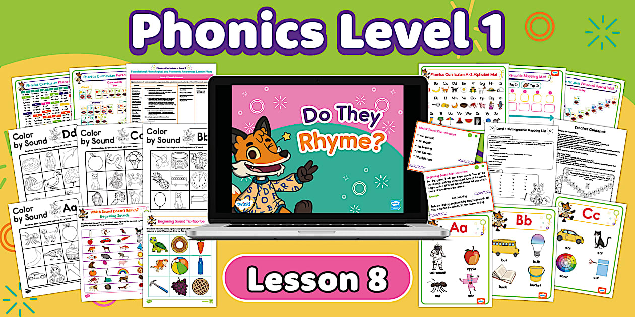 Phonics Curriculum Level 1 Lesson 8 Pack