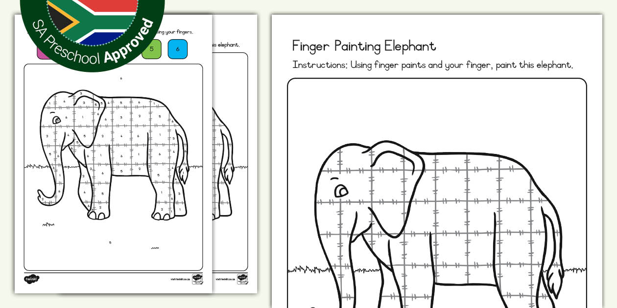 Preschool Creative Arts - Fingerpainting - Elephant - Twinkl