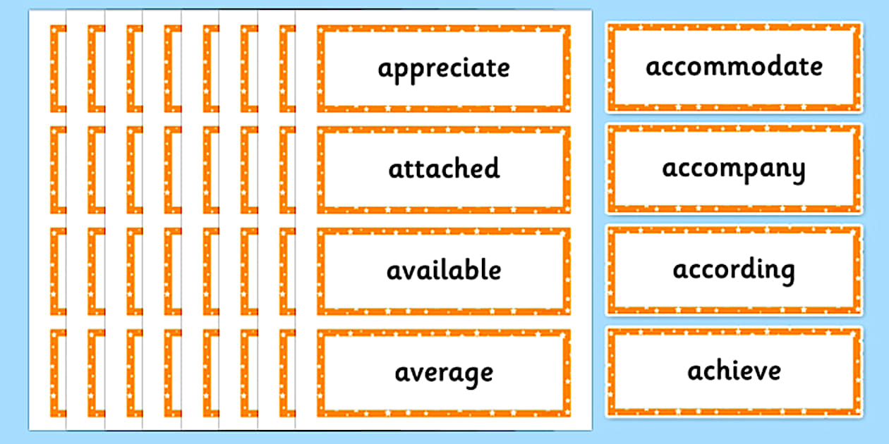Editable 2014 Curriculum Spelling List Word Cards Years 5 and 6