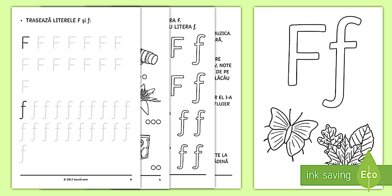 Învățăm litera F f - Broșură cu activități - Twinkl