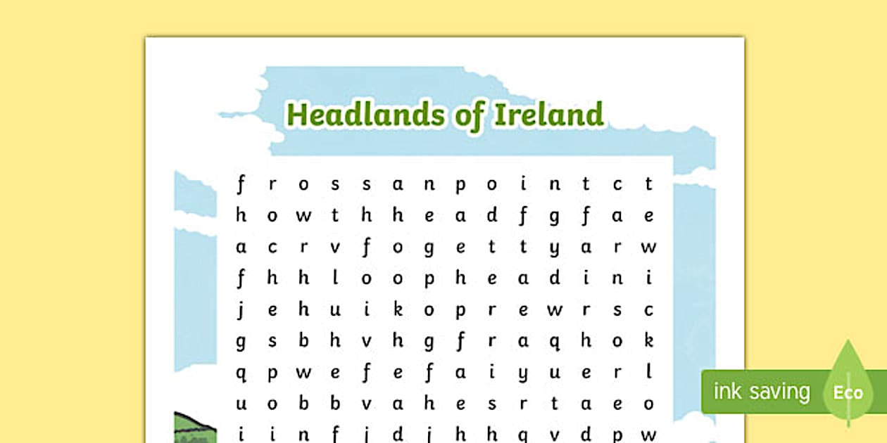 Headlands of Ireland Word Search (teacher made) - Twinkl
