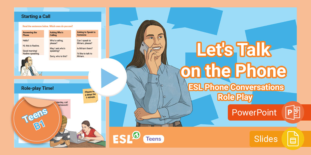 ESL Phone Conversations PPT for Teens (teacher made)