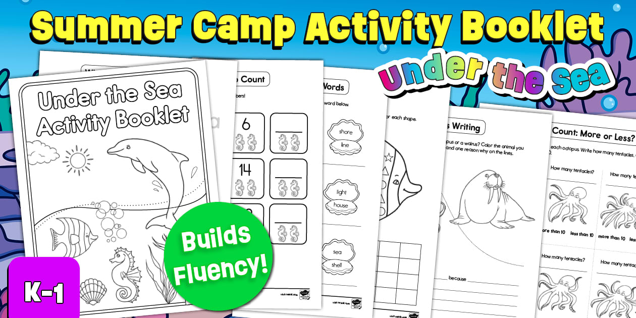 Under the Sea Summer Camp Activity Booklet for K-1st Grade