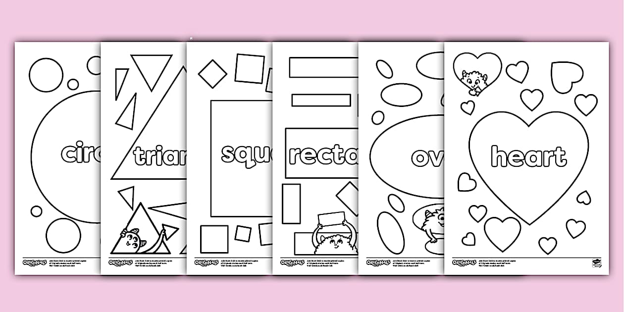 👉 Originals First Words Picture and Word Colouring Pages: 2D Shapes