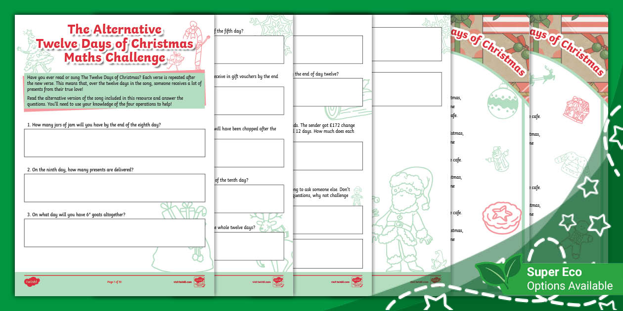 The Alternative Twelve Days of Christmas Maths Challenge