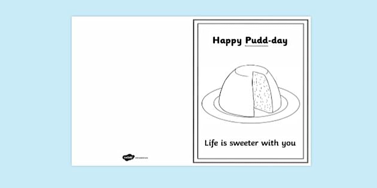 Pudding Birthday Card Colouring (teacher made) - Twinkl