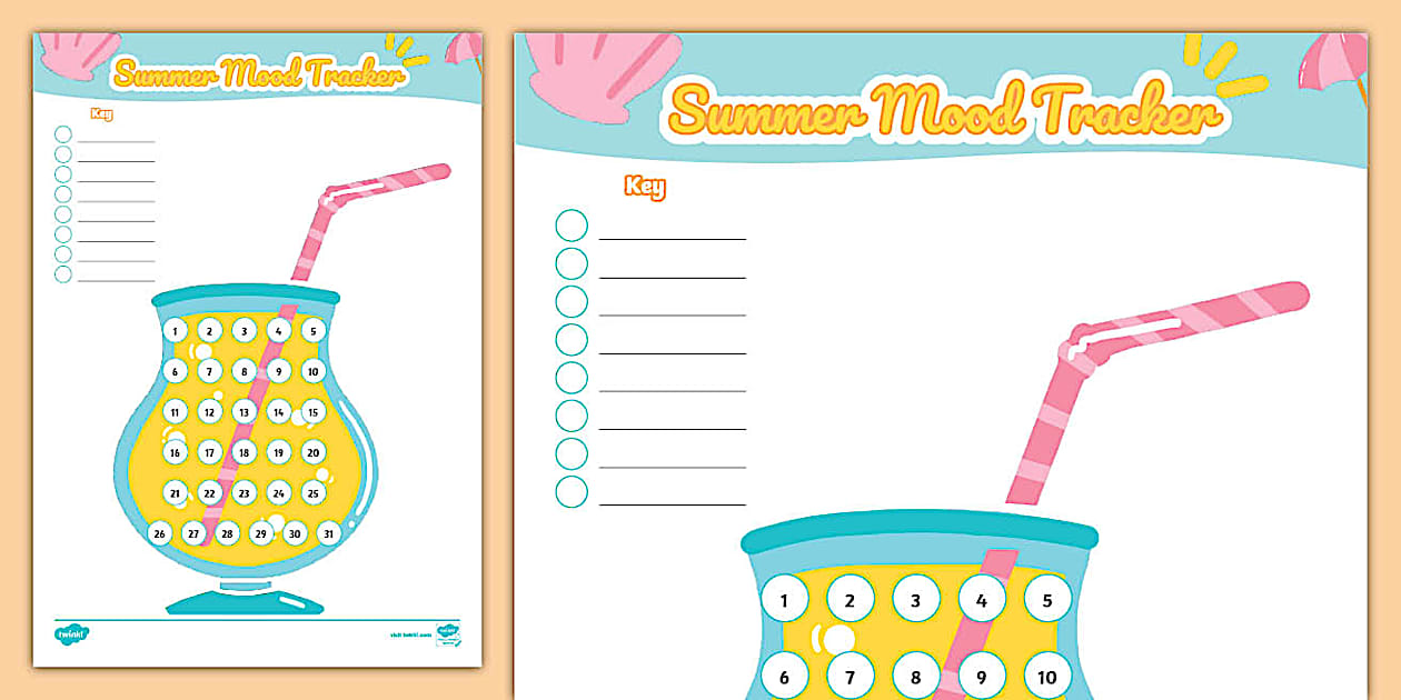Summer Vibes-Themed Mood Tracker (teacher made) - Twinkl