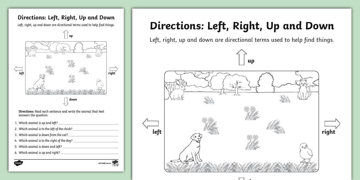 Directions: Left, Right, Up and Down Activity (Teacher-Made)