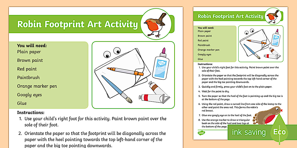 Robin Footprint Art Activity (Teacher-Made) - Twinkl