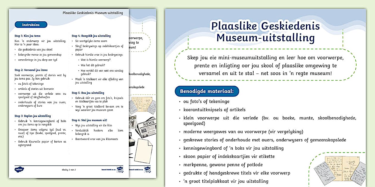 Gids vir 'n Plaaslike Geskiedenis Museum-uitstalling Projek